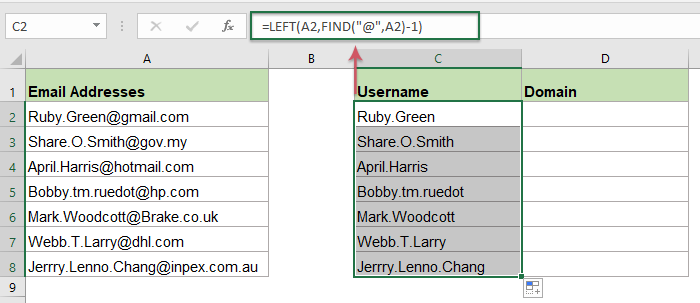 separate-email-addresses-to-usernames-and-domains-in-excel