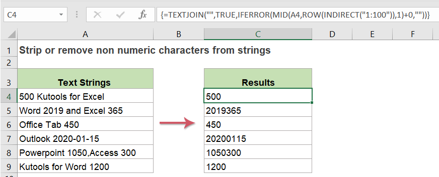 Strip Or Remove Non numeric Characters From Text Strings