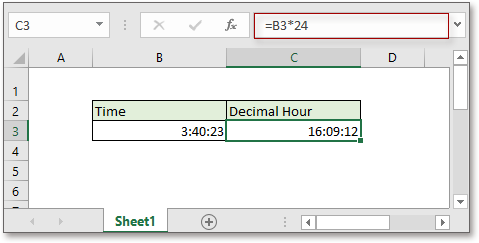 Fórmula do Excel: converter tempo em horas decimais