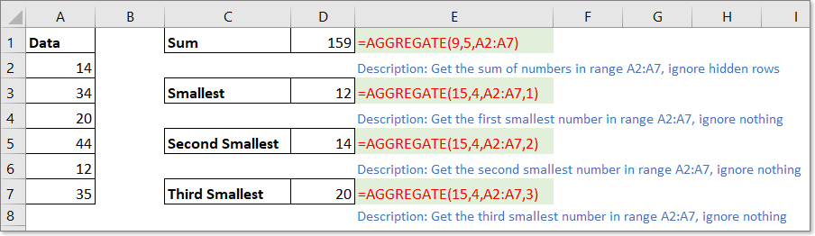 Excel AGGREGATE函數