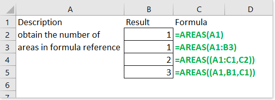 How to use Excel AREAS function