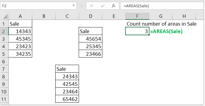 How to use Excel AREAS function