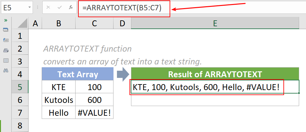 Excel ARRAYTOTEXT Function