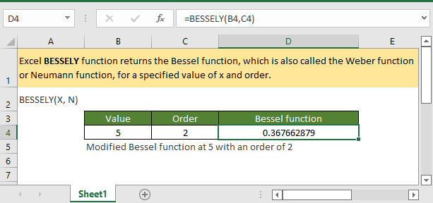 How to use the Excel BESSELY function