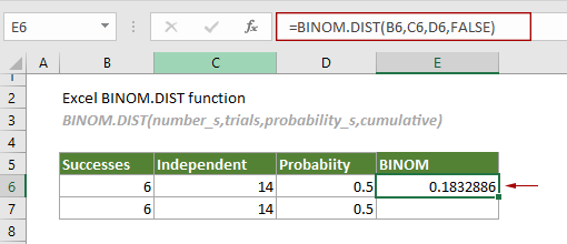 Excel BINOM.DIST function
