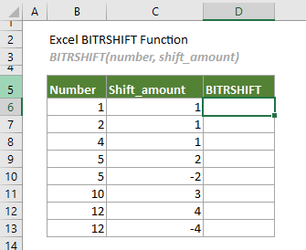 Excel BITRSHIFT function