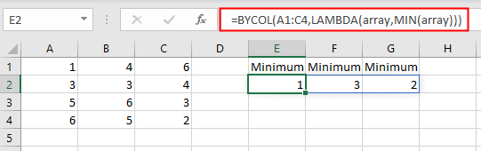 How to use the Excel BYCOL function