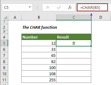 ¿Cómo usar la función CHAR en Excel?