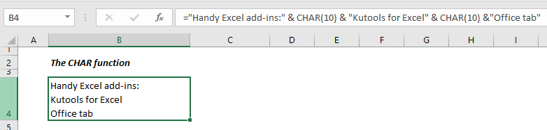 How to use the CHAR function in Excel?