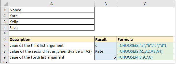 How to use Excel CHOOSE function