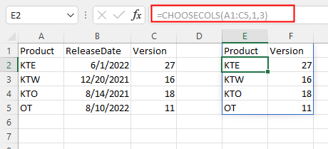 How to use the Excel CHOOSECOLS function