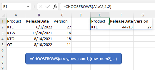 How To Use The Excel Chooserows Function 3371