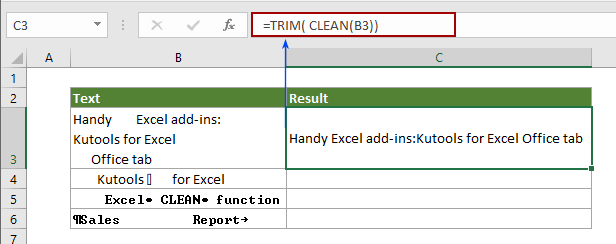 How to use the CLEAN function in Excel?