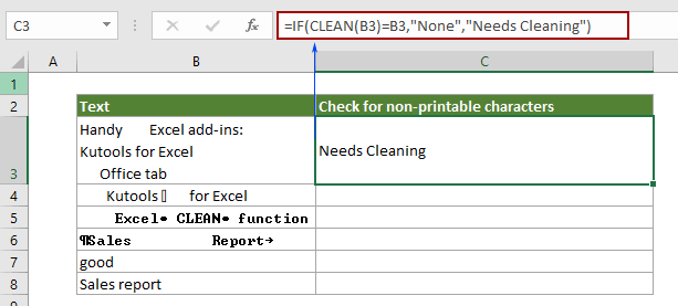 How to use the CLEAN function in Excel?