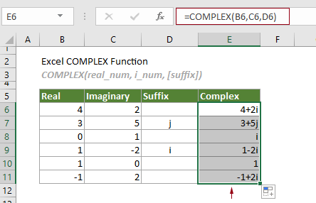 Excel COMPLEX function