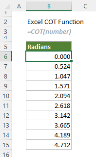 Excel COT function