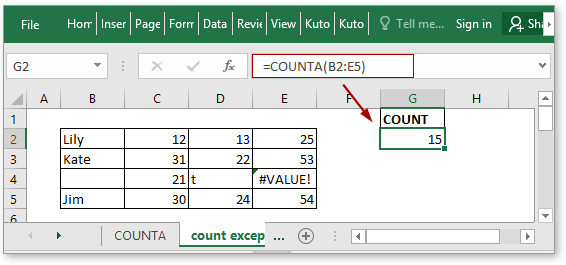 Excel COUNTA Function
