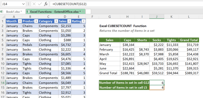 Excel CUBESETCOUNT Function