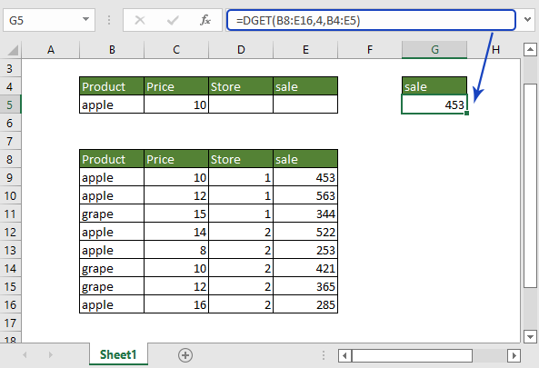 How to use Excel DGET Function