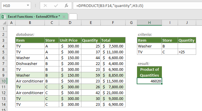 Excel DPRODUCT Function