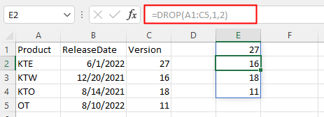 How to use the Excel DROP function
