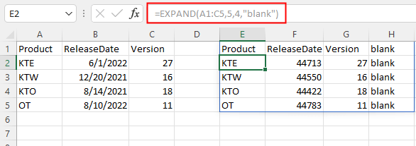 Cómo utilizar la función EXPANDIR de Excel