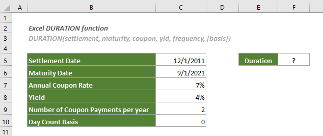 How to use the Excel DURATION function?