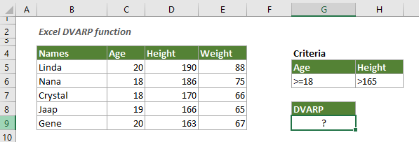 How To Use The Dvarp Function In Excel 4771