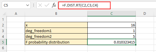 How to use the Excel F.DIST.RT function