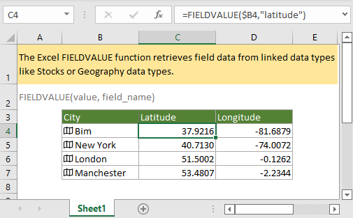 How to use the Excel FIELDVALUE function