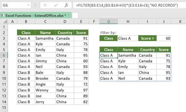 Excel FILTER Function
