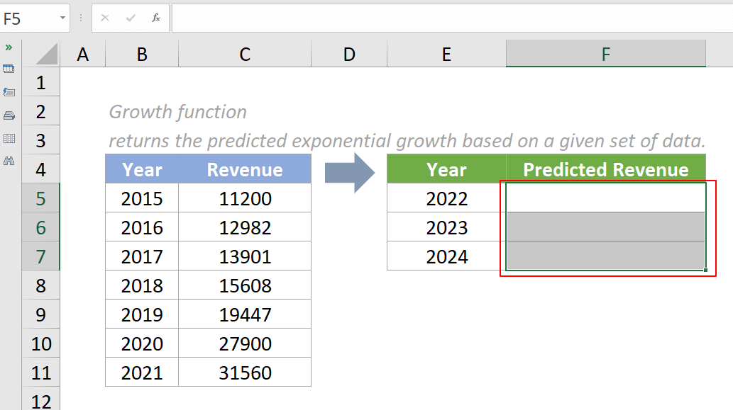 Excel GROWTH Function