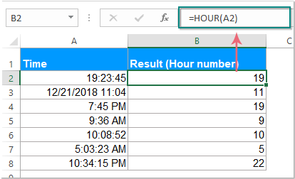 How to use Excel Hour function?