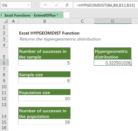 Función DISTR.HIPGEOM de Excel