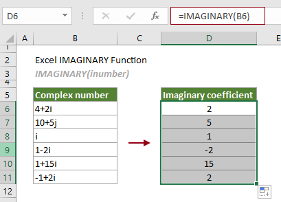 Excel IMAGINARY function
