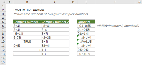 Excel IMDIV Function