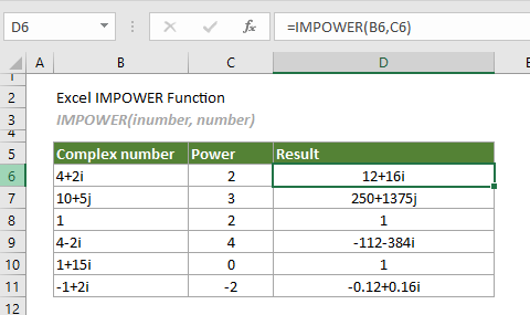 Excel IMPOWER function