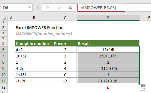 Excel IMPOWER function