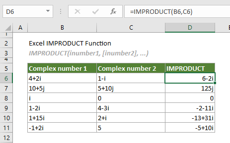 Excel IMPRODUCT function