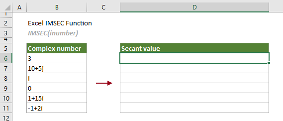 Excel IMSEC function