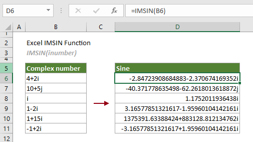 Excel Imsin Function