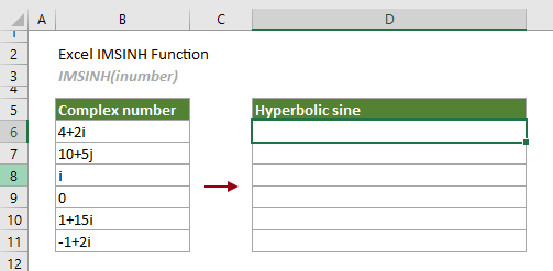 Excel IMSINH function