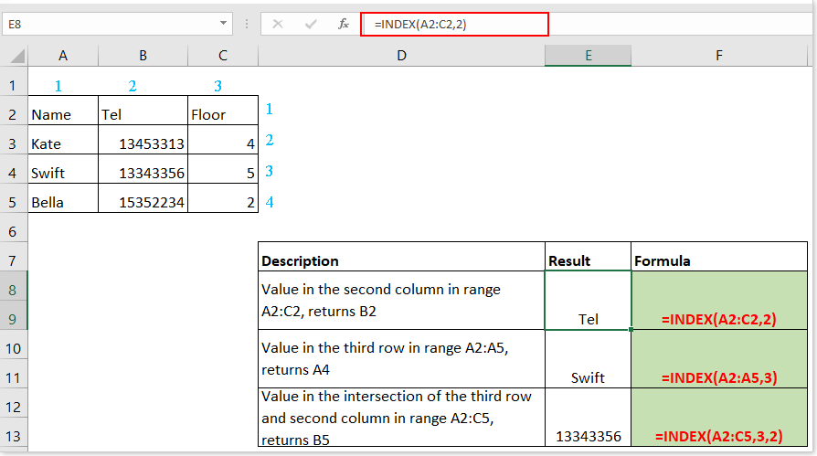 How to use Excel INDEX function