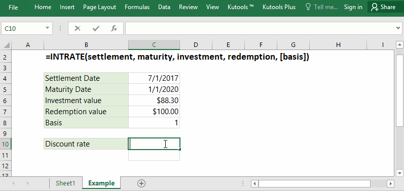 How to use INTRATE function in Excel?