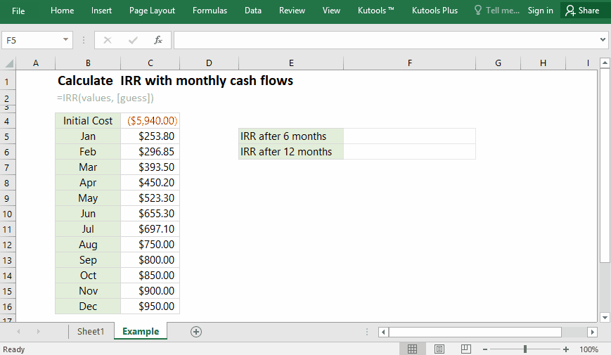 如何在Excel中使用IRR函數？