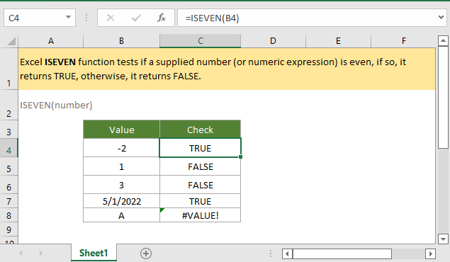 How to use the Excel ISEVEN function