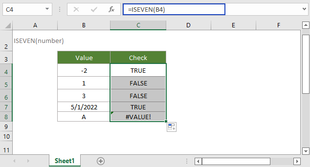 How to use the Excel ISEVEN function
