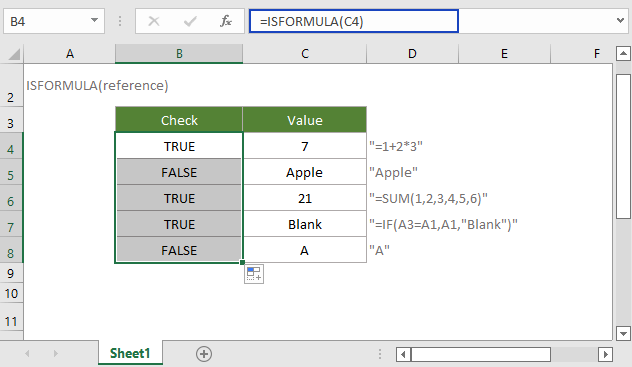 How to use the Excel ISFORMULA function