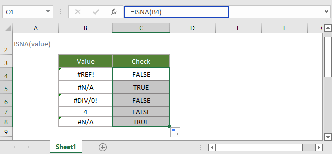 如何使用 Excel ISNA 功能