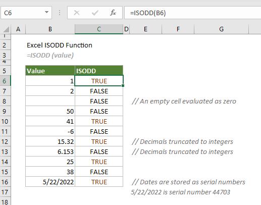 Excel ISODD function